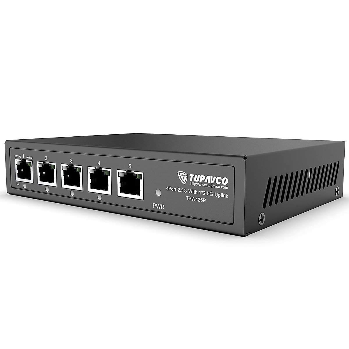 2.5GB Switch (5 Port) PoE++ for Ethernet Network - 1x90W (802.3bt) 4x30W (802.3at) Ports - High Speed 10M/100M/1G/2.5G Gigabit (802.3bz) - Unmanaged LAN Splitter with UPLINK Port - Tupavco TP1941