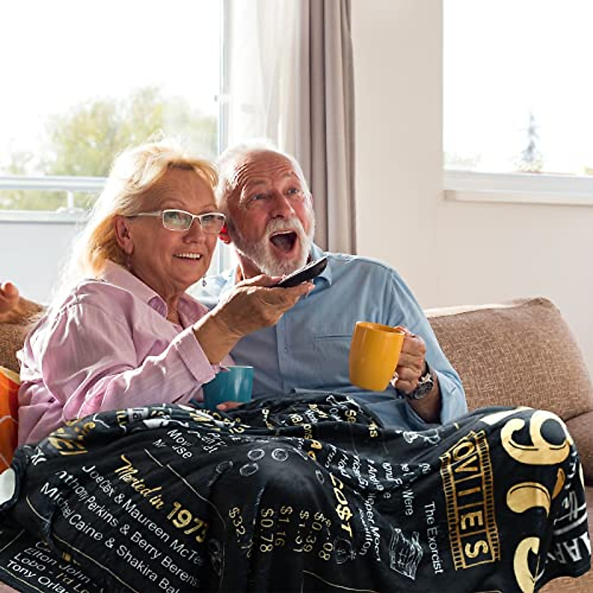 50th Anniversary Blanket Gifts Gift for 50th Wedding Anniversary Golden 50 Years of Marriage Gifts for Couple Wife Husband Dad Mom Parents Grandpa Grandma Grandparents Back in 1973 Blanket 60Lx50W