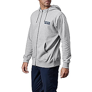 YETI Logo Badge Fleece Full Zip Hoodie, Heather Gray, Large