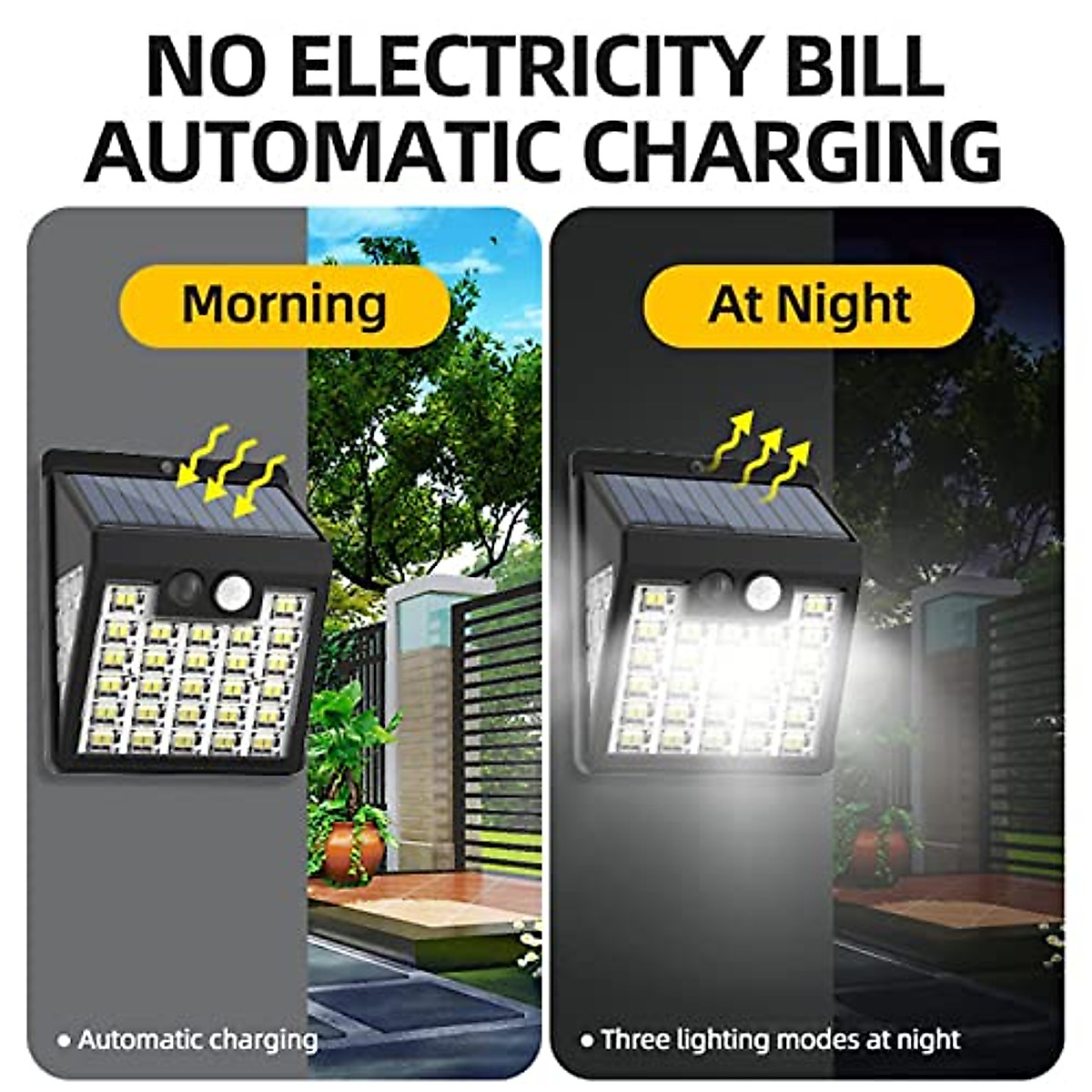 Solar Outdoor Lights, Street Light Ip65 Waterproof Outdoor Solar Powered Dusk to Dawning with Motion Sensor Led Floods Light for Parking Lot, Drive-Way