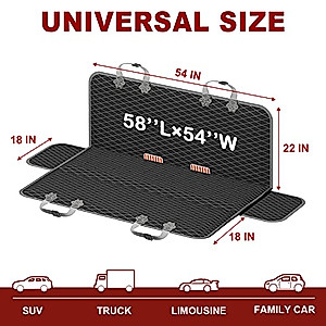 Dog Car Seat Cover for Back Seat, Yagud 100% Waterproof, 600D Scratch Resistant and Nonslip Dog Seat Cover Protector, Washable, Quilted Pet Bench Cover for SUV, Truck & Sedan, Dark Black, 58" x 54"