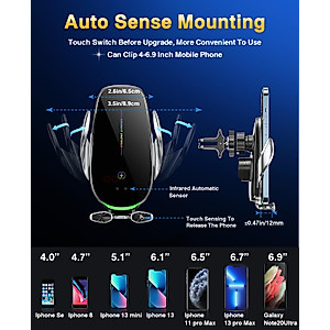Wireless Car Charger Mount,Memofo 15W Fast Car Phone Holder Mount Wireless Charging Auto-Clamping, for iPhone 14 13 12 11 Pro Max Xs, Samsung Galaxy S21 S20, S10+ S9+ Note 9, etc…