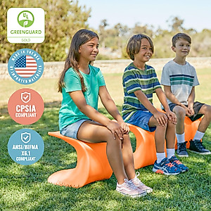 ECR4Kids Wave Seat, 14in - 15.1in Seat Height, Perch Stool, Orange, 2-Pack