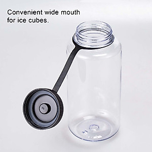 SUNNOW 6 Pack Clear Water Bottles Bulk, 32 oz Reusable Plastic Bottle with Handle, Wide Mouth, Lightweight for Sports Travel Gym Cycling Hiking, Personalized DIY Gift Women Men Teacher Nurse