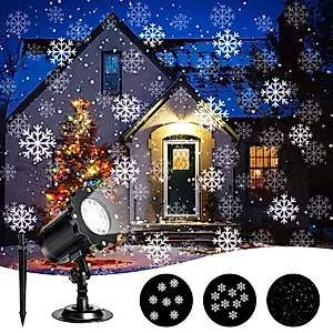 Christmas Projector Lights Outdoor Waterproof,3 Kinds of Snowflake Projector Lights Outdoor Christmas Decorations,Indoor Christmas Lights Decor for Party,Xmas,Holiday,Home,Birthday,Garden