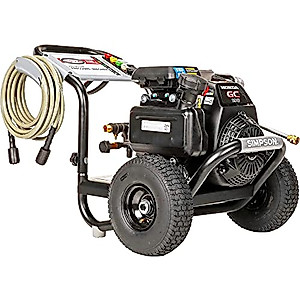 SIMPSON Cleaning MSH3125 MegaShot 3200 PSI Gas Pressure Washer, 2.5 GPM, Honda GC190 Engine, Includes Spray Gun and Extension Wand, 5 QC Nozzle Tips, 1/4-in. x 25-ft. MorFlex Hose, (49-State), Black