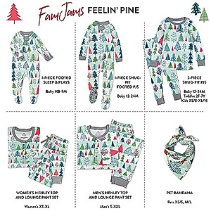 HonestBaby Family Matching Holiday Pajamas Organic Cotton for Men, Women, Kids, Toddlers, Baby Boys, Girls, Unisex Pets , Feelin' Pine, 2T