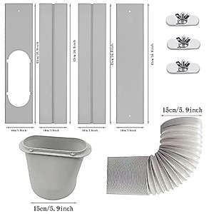 GOZFLVT Portable Air Conditioner Windows Vent Kit with 5.9” Exhaust Hose Window Seal Kit for Portable Air Conditioner, Adjustable Sliding Window Kit Plate for AC Unit Suitable for 5.9”/15 CM AC