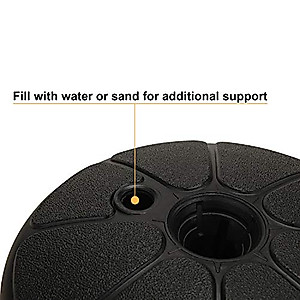 Fillable Patio Umbrella Base Stand, Umbrella Stand Round Base, Water & Sand Filled Parasol Base Pole Holder for Outdoor Lawn Garden Beach - Black
