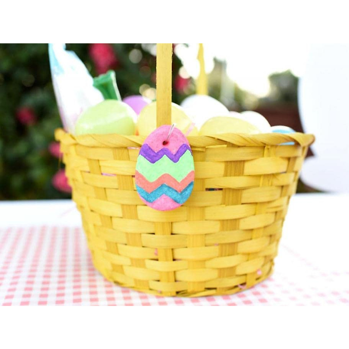 Large Solid Color Easter Basket - 12 Empty Bamboo Baskets with Handles - Easter Party Supplies