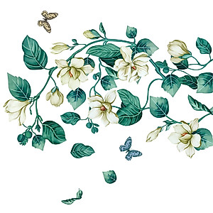 RW-6399 Giant Removable 3D Green Plant Flower Vines Wall Stickers DIY Home Wall Art Decor Wallpaper Wall Decals for Bedroom Nursery Girls Bedroom Living Room Decoration (Green)