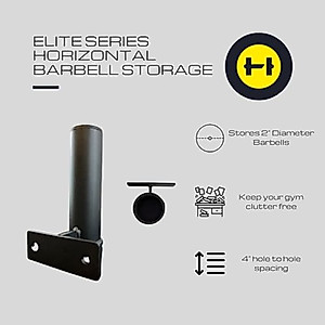 HulkFit Elite Series Power Cage Horizontal Plate Barbell Attachment Storage Black 3" x 3"