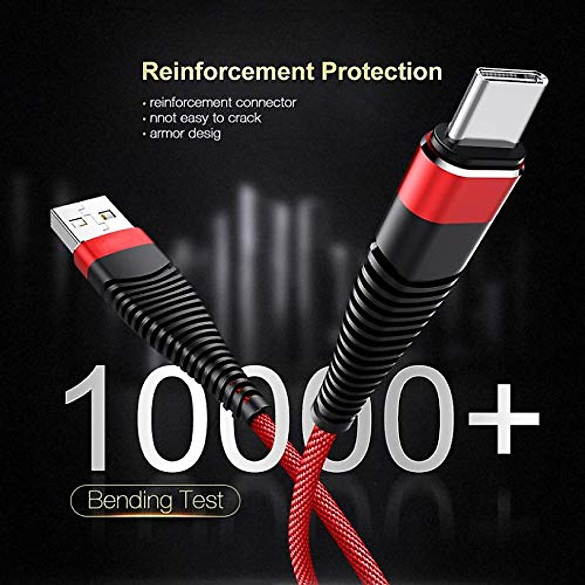 10ft Long USB-C Cable Fast Charger Cord for REVVL 6 5G, 6 Pro 5G, 4, V, V Plus Phones - Type-C Power Wire Red Braided Compatible with T-Mobile REVVL 6, Pro, 5G, 4, V, Plus