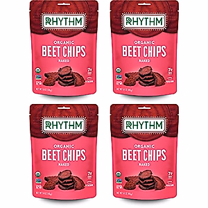 Rhythm Superfoods Beet Chips Organic and Non GMO Vegan Gluten Free Snacks, Naked, 1.4 Ounce (Pack of 4)