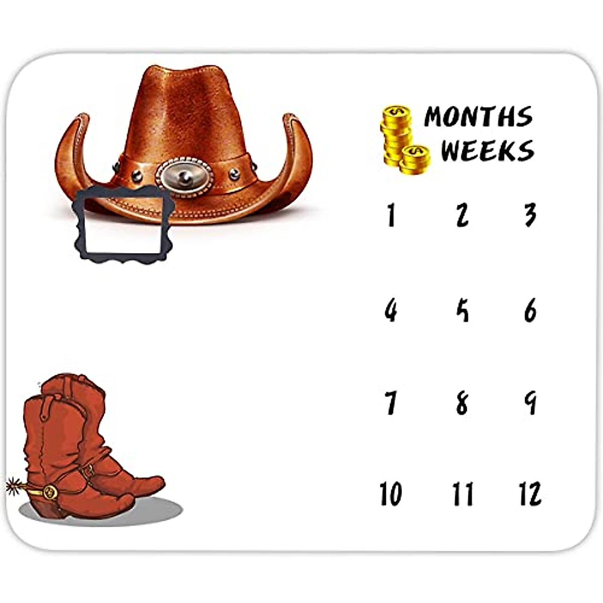 EARVO Western Boots Baby Monthly Milestone Blanket Boy or Girl Flowers Smiling Baby Month Blanket Rustic Cowboy Leather Boots Milestone Blanket for Newborn to 12 Months Milestones 47”x40”BTXYEA59