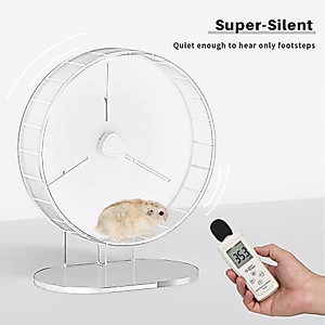 BUCATSTATE Hamster Exercise Wheel Super-Silent with Adjustable Base Cage Accessories Quiet Spinning Running Wheel for Dwarf Syrian Hamster Gerbils (6.7in, White)