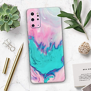 DesignSkinz Marbleized Pink and Blue Paradise V432 Protective Vinyl Decal Wrap Skin Cover Compatible with The Samsung Galaxy S20 (Screen Trim & Back Glass Skin)