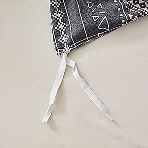 Lightweight Hotel Luxury Duvet Cover 3 Piece Set - Boho Black with White Geometry Ultra Soft Premium Microfiber Breathable Comforter Cover with Zipper Closure, Corner Ties King (104x90 inches)