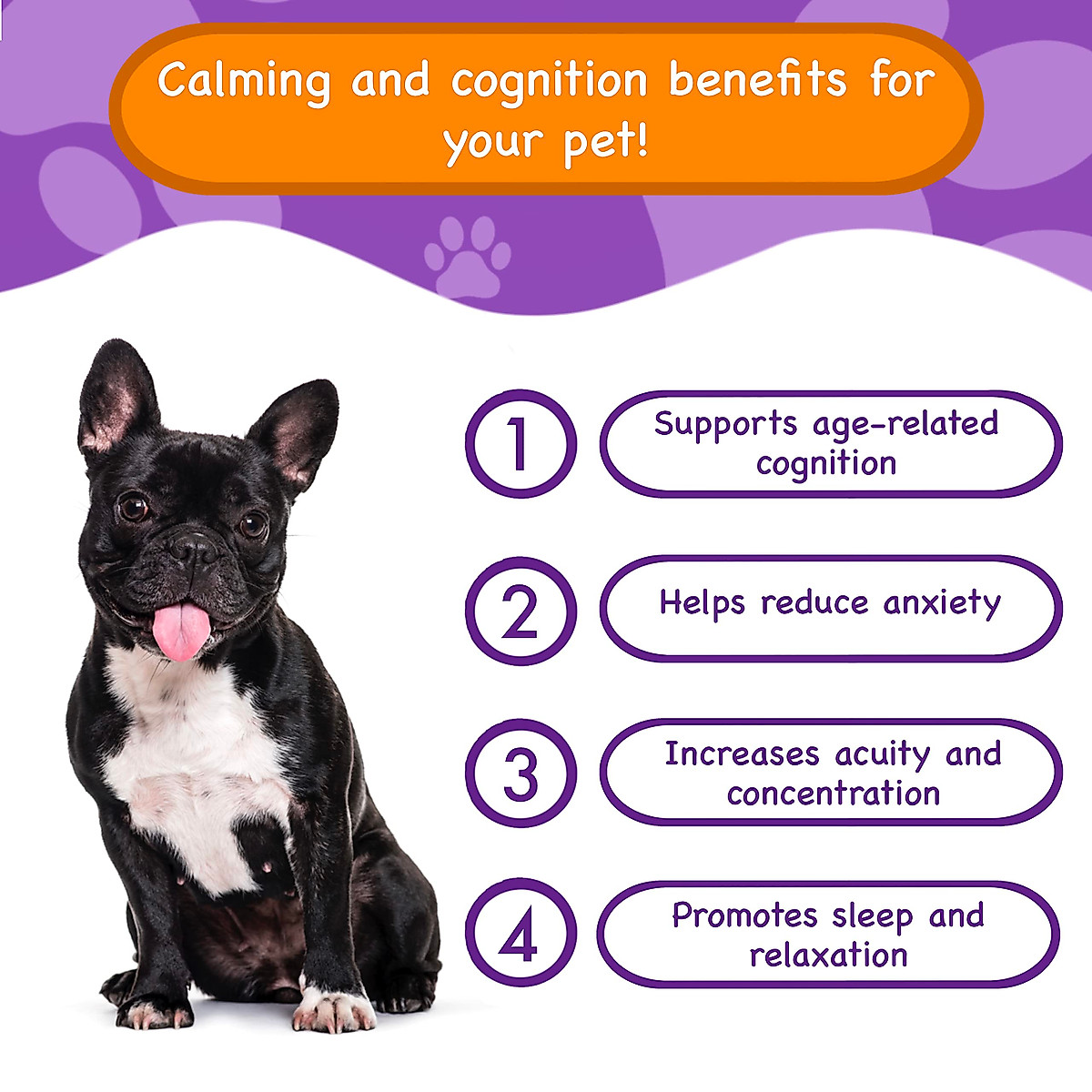 PawPuk Paws Calming & Cognition Supplement for Dogs, Melatonin SAM-E NMN & CoQ10 - Cognition Supp., Valerian Root Ashwagandha Gingo Biloba - Calming Natural Ingredients, Brain Function