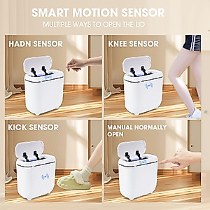 latafile 3.7 Gallon Smart Bathroom Trash Can, Touchless Motion Sensor Garbage Can with Lid, for Bathroom, Office, rv, Bedroom, Living Room, White 8661