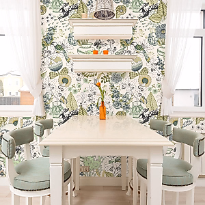 Wudnaye Floral Wallpaper Peel and Stick Wallpaper Floral Kitchen Wallpaper 17.7inch × 118.1inch Green Wallpaper Stick and Peel Wallpaper Plants Flower Wallpaper Decorative Contact Paper for Shelves