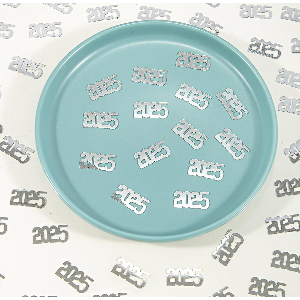 KALOR New Year 2025 Confetti, 60g Silver 2025 Confetti for Happy New Year Decorations 2025 New Years Eve Table Decorations