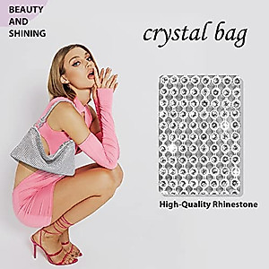 Rhinestone Purses for Women Shiny Silver Clutch Purse Chic Sparkly Evening Handbag Bling Hobo Bag for Party Club Wedding