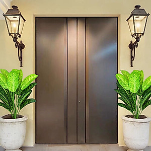 Rozwkeo Artificial Plants Fake Ficus Tree Leaves with Stems 29" Tall Faux Bird of Paradise Palm Tree Imitation Frond Green Leaf Tropical Plants Greenery Floral Jungle Party Home Garden Decoration