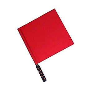 BESPORTBLE 4 pcs Hand Signal Flags Stainless Steel Pole Match Solid Color Command Flag Referee Flag for Football Track and Field (Red)