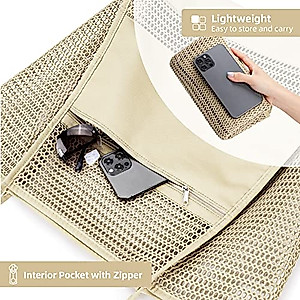 KALIDI Beach Mesh Tote Bag, Casual Tote Bag Hobo Women Foldable MAX 23L Shoulder Bag For Beach Picnic Vacation