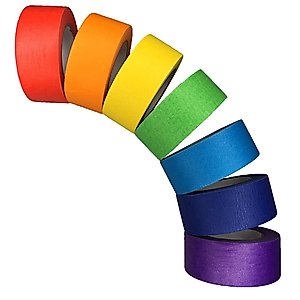 SIMON&ISAAC Colored Masking Tape Colored Painters Tape 1 inch Width Adhesive Tape Textured Paper 7 Rolls 14 Yards×1 inch Teacher Tape Lab Labeling Drafting Craft Colored Tape
