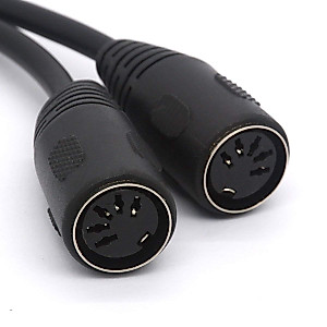 GLHONG MIDI Splitter Cable, MIDI 5 Pin DIN Plug Male to 2 DIN Female Smartphone AUX Headphone Stereo Jack Adapter Y Input Cable for MIDI Keyboard, Electric Piano, Synthesizer, MIDI Guitar