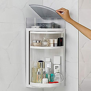 Bathroom Corner Rack, Shower Room Punch-Free Toiletries Storage Rack, Kitchen Triangle Shelf, 360° Rotatable