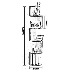 PIBM Stylish Simplicity Shelf Wall Mounted Floating Rack Shelves Corner Solid Wood Books Collection 3 Layers/ 5 Layers,8 Colors Avaliable, Walnut , 5 Layers