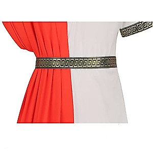 yolsun Grecian Toga Costume for Kids, Ancient Greek Goddess Gostume for Girls/Boys, Halloween Roman King Costume Dress up (6-8 Years, Red)