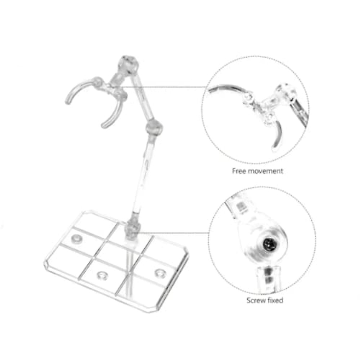 TSY TOOL 6 Pcs of HG144 Action Figure Stand, Display Holder Base, Doll Model Support Stand Compatible with 6" HG RG SD SHF Gundam 1/44 Toy Clear