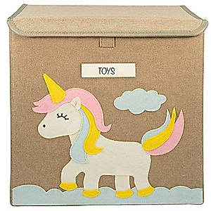 Curation Park Storage Cube Box || Collapsible Canvas Bin Chest with Flip-Top Lid and Name Label || Perfect Organizer