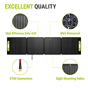 Newpowa 200W Portable Solar Panel Kit with Adjustable Kickstand Case 200 Watt 12V Foldable Solar Panel+20FT Extension Cable+15A PWM Solar Charge Controller+Battery Clamp Set with 3ft Wire