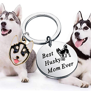 PENQI Husky Keychain Husky Jewelry Best Husky Mom Ever Keychain Dog Mom Ever Gift Dog Lover Dogs Jewelry for Husky Lover (sliver)