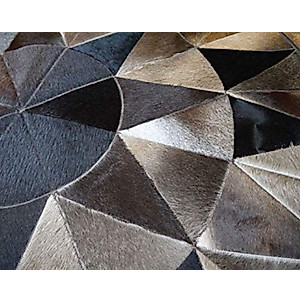 cowhide Modern Round Rug Circle Natural Area Patchwork Rug 4ft x 4ft Round Rug Circular Floor Mat