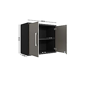 Manhattan Comfort Eiffel Garage Cabinets and Storage System, Set of 4, Matte Black and Grey