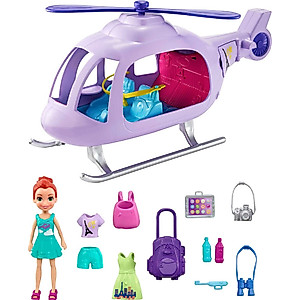 Polly Pocket Playset, Vacation Helicopter with 3-inch Lila Doll & 10+ Accessories, Travel Toy