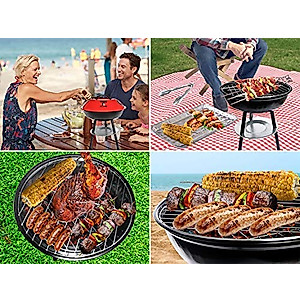 Moss & Stone Premium Portable 14Inch BBQ | Ultimate Outdoor Charcoal Barbecue Grill with Removable Legs & Ash Catcher | Portable BBQ Table Stand & 2 Chrome Plated Grilling Grates | Mesh Edges