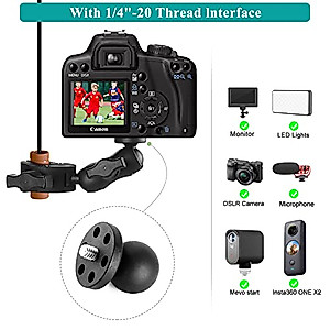 Super Clamp Double Camera Clamp, Crab Plier Clip Bracket Mount Monitor 360° Magic Arm Double Ball Head Adapter with 1/4"-20 for Photo Studio Light Stand/Umbrella Clamp/Motorcycle/ Insta360/ Gopro