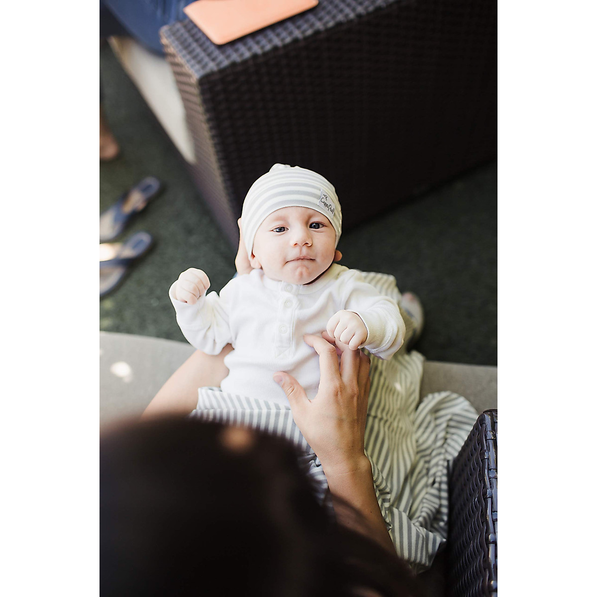 Baby Beanie Hat Top Knot Stretchy Soft"Everest" by Copper Pearl