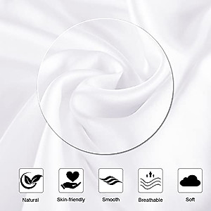 Silk Pillowcase 2 Pack for Hair and Skin, Ravmix Mulberry Silk Pillow Cases Standard Size 20×26inches Set of 2 Cooling Silk Pillow Covers with Hidden Zipper, Pure White