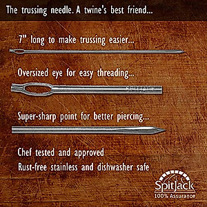 SpitJack 7" Trussing Needle SS for Whole Hog, Pig, Lamb, Roast Beef & Turkey (1)