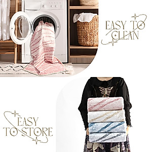 Castage Pink Rug 3’x5’,Washable Rugs for Bedroom Girls Living Room Entryway Kitchen Laundry Room,Modern Blush Small Boho Area Rug Abstract Non Slip Carpet Geometric