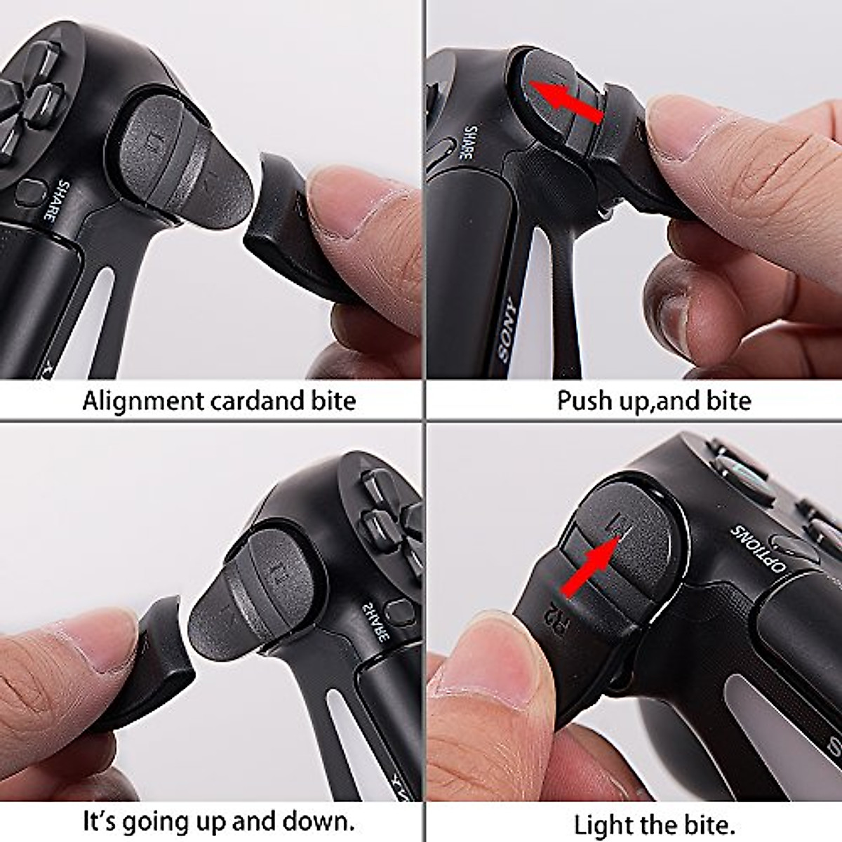 PS4 FPS Games Accessories Kit Anti Slip Silicon Analog Stick Thumb Grips Set with Trigger Extensions for Playstation 4 / Slim/Pro Controller (Black)
