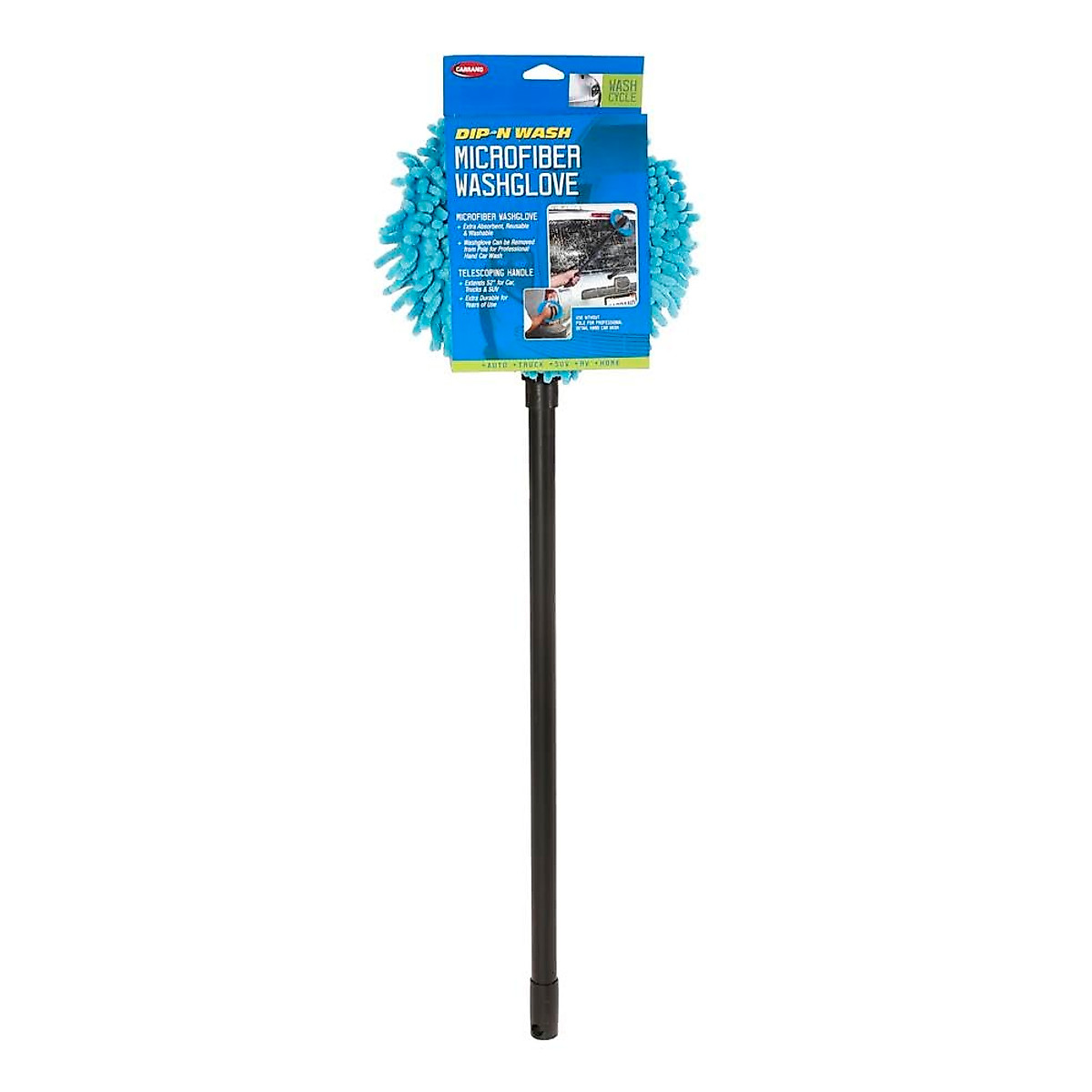 Carrand 93210 Long Chenille Microfiber Wash Mop with 48" Extension Pole , Black